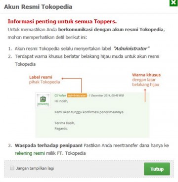 Hati-Hati dengan Penipuan yang Mengatasnamakan Tokopedia