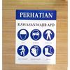 Jual stiker sign kawasan wajib apd sticker safety rambu k3 30x20cm ...