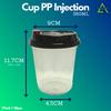 Promo Cup PP injection/Gelas plastik 12oz 380ml INJECTION cheese boba Cup OZ - Datar+CapHitam ...