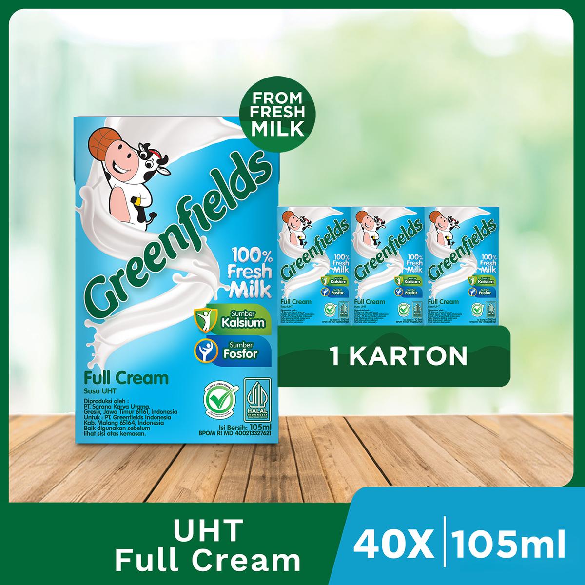 Promo [LEBIH HEMAT] Susu Greenfields UHT Full Cream 105 mL x 1 Karton ...