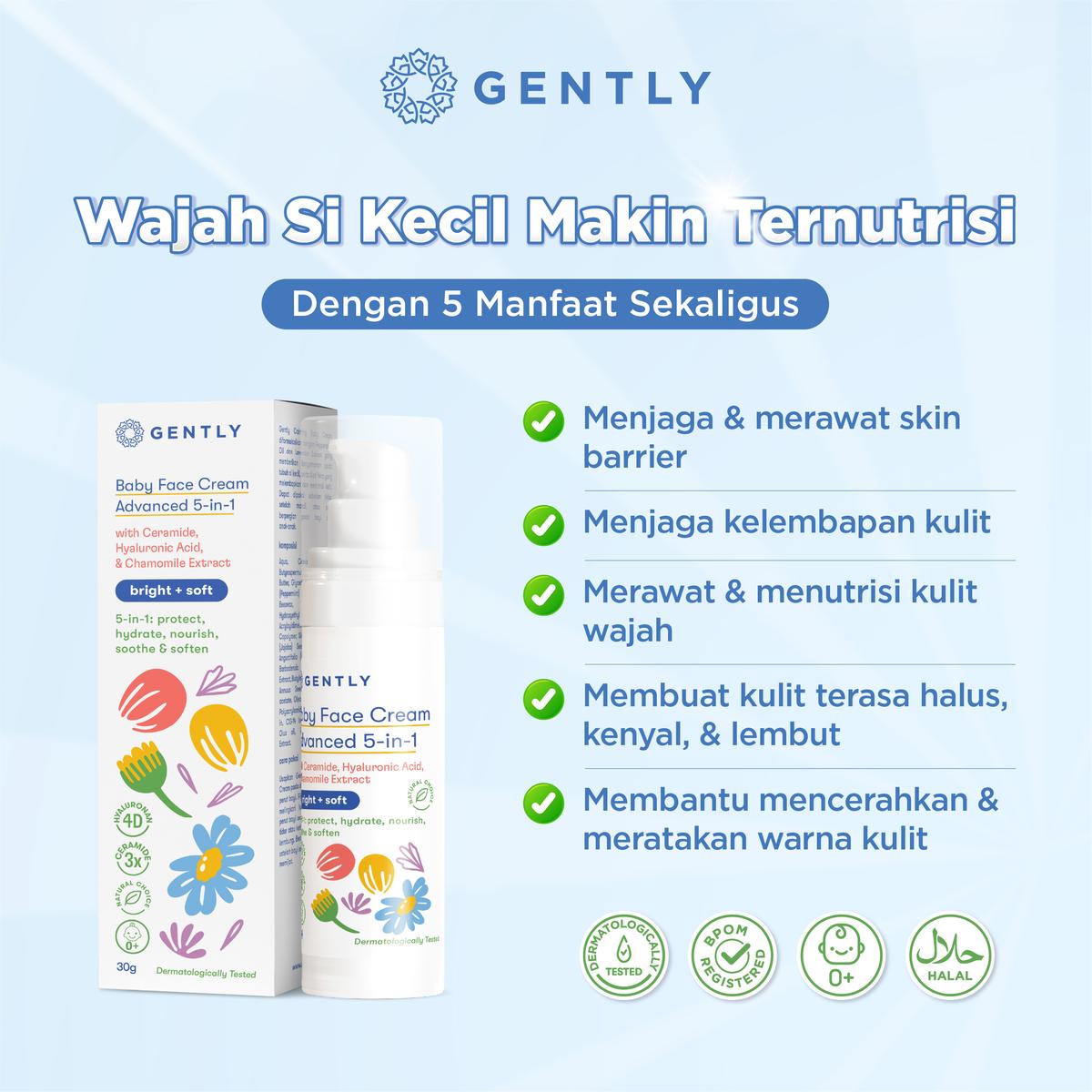 Promo GENTLY Baby Face Cream Advanced 5-in-1 dengan 5x Ceramide dan 8x ...