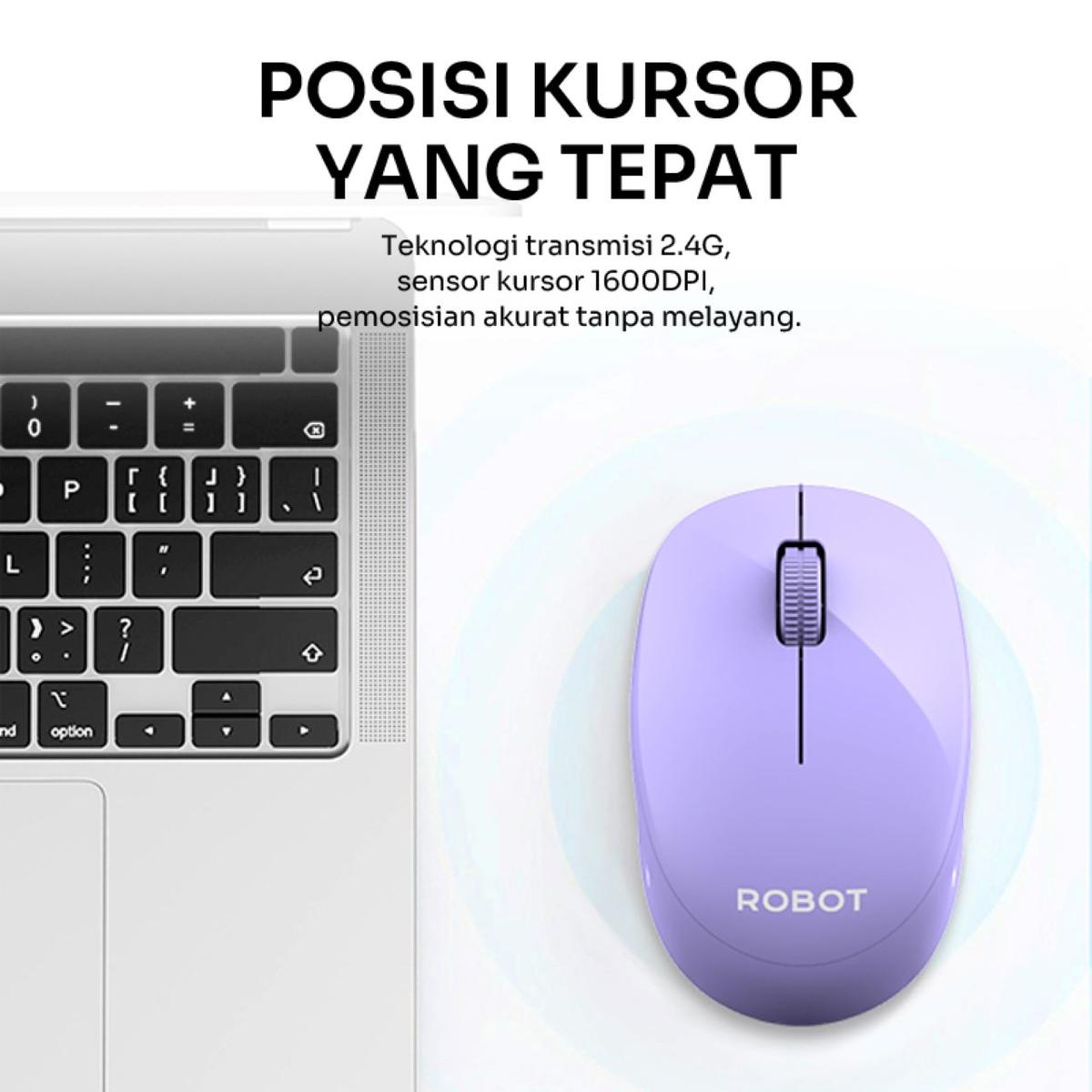 Promo ROBOT M210S 2.4G Wireless Silent Click Optical USB Mouse ...