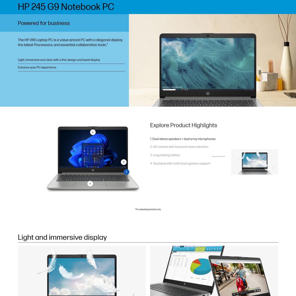 Promo Laptop HP 245 G10 Ryzen 5 Radeon 8GB RAM 512GB SSD Windows 11 14 ...