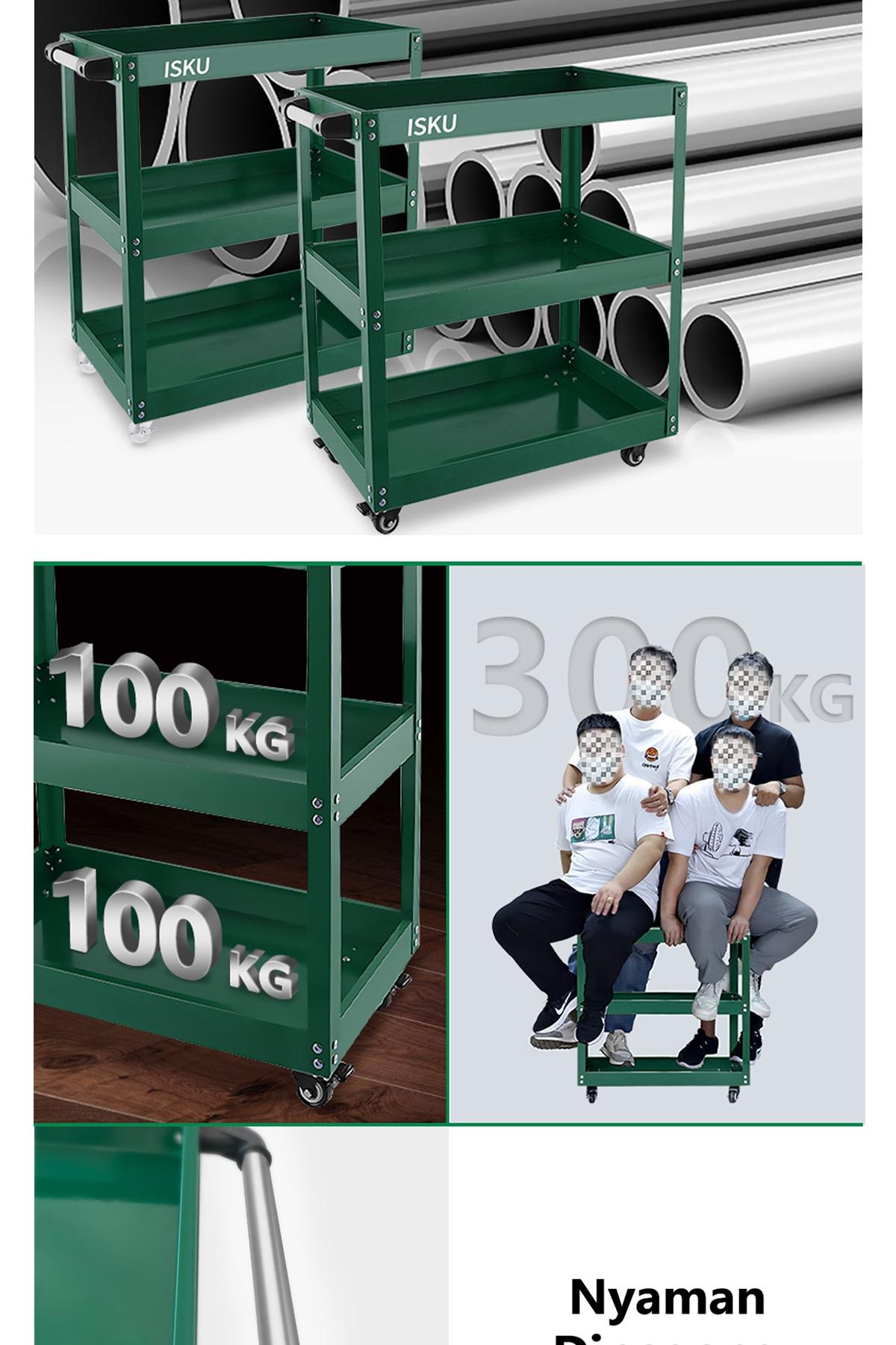 Promo ISKU Troli Bengkel Rak 3 Susun Trolly Trolley Besi rak kerja ...