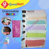 Review MASKER WARNA DISPOSABLE MASK 3 PLY 1 PACK ISI 10 PCS | Tokopedia