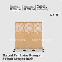 Review Sketsel Partisi Pembatas Penyekat Ruangan 3 pintu Pakai Roda ...