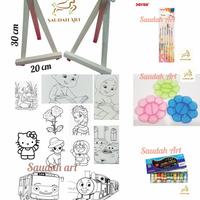Review Paket Lukis Sketsa Lengkap (kanvas sketsa,palet,kuas,cat air ...