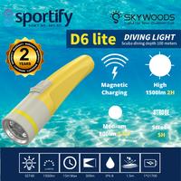 Review Skywood D6 Lite Diving Flashlight/Senter Selam Underwater 100M ...