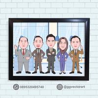 Review (Cetak+Frame) Lukisan Karikatur Vector Keluarga Perpisahan ...