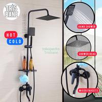 Review Shower Set Hitam Stainless Brass Panas DIngin Rain Shower Mandi ...