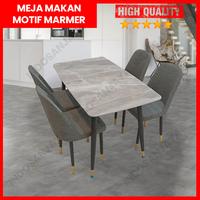 Review Meja Makan Set Motif Marmer Modern - Dining Table Set Marmer ...