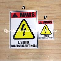 Jual STICKER AWAS LISTRIK BERTEGANGAN TINGGI TEGANGAN K3 RAMBU SIGN ...