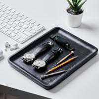 Jual Skandif Black Valet Tray Premium Teak Wood Desk Organizer Kayu ...