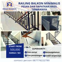 Jual Railing Tangga minimalis modern / Railing kombinasi hand rail kayu ...