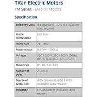 Jual electric motor titan 50HZ 75hp 55kw 6p 1000rpm 3phase/dinamo 55kw ...