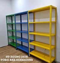 Jual Rak besi siku Lubang 100x40cm 5 Susun Hitam Putih Merah Biru ...