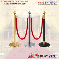 Jual Standchion Barrier Queue Line Golden Velvet Rope / Tiang Pembatas ...