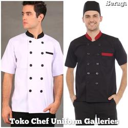 Jual Baju Chef Seragam Koki Lengan Pendek Hitam Premium Quality - Hitam ...