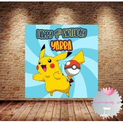 Jual Custom Backdrop Banner Spanduk Happy Birthday Pokemon Pokeball ...