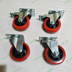 Jual Roda Troli Germany Pu Merah Medium Duty 3 inch (2 Putar +Rem 2 ...