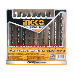 Promo Mata Bor set 19pcs Besi Beton Obeng Metal Screw Skrup INGCO ...