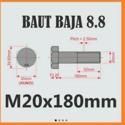 Jual baut mur baja 8.8 HT hitam M20 x 100 MM / hex bolt nut murah - Jakarta Pusat - BA-CO store ...
