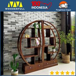 Jual Partisi Penyekat Ruangan rak kayu jadi minimalis lingkaran ...