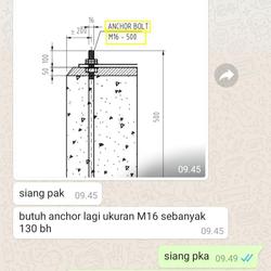 Jual stut bolt / anchor bolt HDG m16 x 50cm hotdip galvanised - Jakarta ...