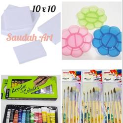 Promo Paket Lukis Sketsa Lengkap (kanvas sketsa,palet,kuas,cat air B ...