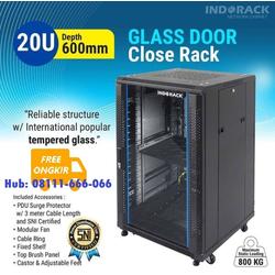Jual IR6020G-19" CLOSE RACK 20u DEPTH 600MM GLASS DOOR merk INDORACK ...