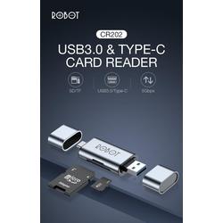Promo ROBOT Card Reader CR202 2 in 1 USB 3.0 Type-C OTG Memory Card ...