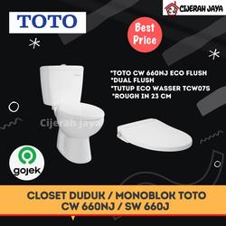 Jual TOTO CLOSET DUDUK CW660NJ/SW660J 2 FLUSH 4,5/3LTR ECOWASSER PUTIH ...