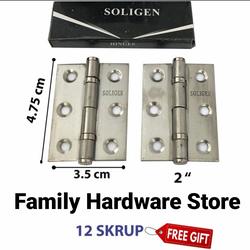 Jual Engsel Lemari 2.5 inch Stainless Steel Soligen / Engsel Kecil ...