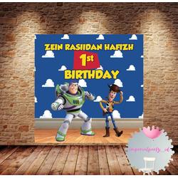 Jual Custom Happy Birthday Backdrop Banner Spanduk Toy Story Woody Buzz ...