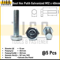 Jual BAUT MUR HEXAGONAL M12 X 30 MM ISI 10 PCS PER PACK / HEX BOLT NUT - Kab. Tangerang - Indo ...