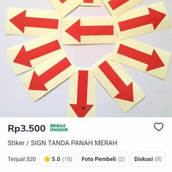 Jual Stiker Tanda Panah / Rambu Arah Panah / Sign Arah Panah - S MERAH ...