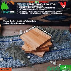 Jual Wooden Coasters 13x13x1cm Tatakan kayu tatakan gelas piring ...