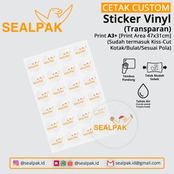 Jual Cetak Stiker Label Vinyl Sticker Custom Transparan kiss Cut ...