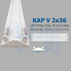 Jual Kap Lampu TKO LED 2x36 120cm kap TKO TL 2x16 Philips Komplit ...