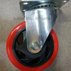 Jual Roda pu 4 inch merah 2putar 2mati beban 400 kg - Jakarta Barat ...