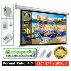 Jual Layar Proyektor Elektrik 200 inch 4 x 3 Meter Screen Motorized ...