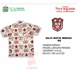 Jual Seragam Sekolah Baju SD Batik Merah Lengan Pendek - 7 - Jakarta ...