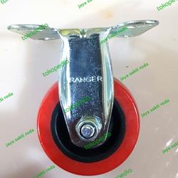 Jual Roda Troli Germany Pu Merah Medium Duty 3 inch (2 Putar +Rem 2 ...