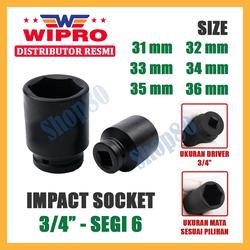 Jual Wipro Mata Kunci Shock Impact Panjang Sok Sock 3/4" 6PT 34 35 36 ...