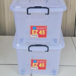 Jual Storage Box Ezy CB 45 Liter Roda Bening Tebal Kotak Container ...