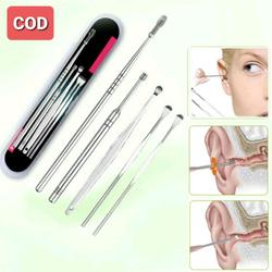 Jual 1 Set Isi 5 in 1 Alat Pembersih Telinga Korek Kuping Stainless ...