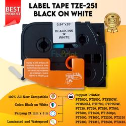 Jual Brother Label Tape TZE-651 24mm x 8m Laminated Black On Yellow ...