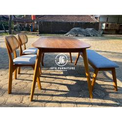 Jual Meja Makan Minimalis 4 Kursi, Kursi Makan Rotan, Dining Set Table Jati - Kab. Jepara - Toko ...