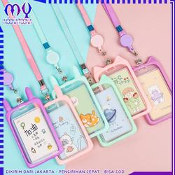 Promo NAME TAG/ID CARD/HOLDER POLOS TRANSPARANT 2 SISI/GANTUNGAN KARTU ...