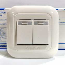 Jual Saklar Seri / Sakelar Double Panasonic 2 Gang 1 Arah Putih White ...
